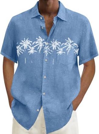 Generic Chemise décontractée à manches courtes pour homme avec chemise dété pour homme, rose vif, XL