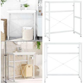 vidaXL Badezimmer Waschtischgestell Wei&szlig; 79x38x83 cm Eisen - Badezimmerm&ouml;bel - Waschtischgestell - Eisen Waschtisch - Wei&szlig;er Waschtisch - Unterw&auml;scheregal