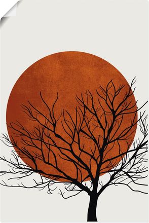 Artland Wanddeko Poster & Kunstdrucke Wandposter 60x90 cm Hochformat Minimalismus Sonne Silhouette Baum Winter Japan U3XX