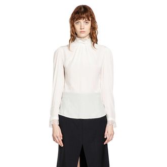 Alexander McQueen Cr&ecirc;pe De Chine and Lace Turtleneck Top