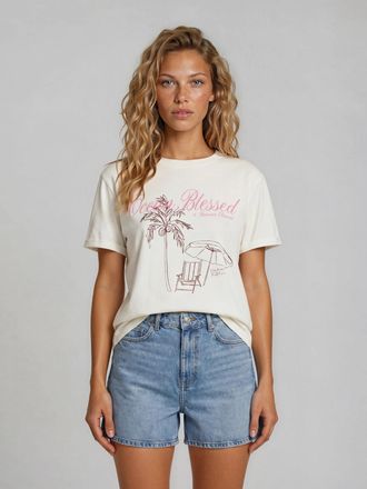 Funky Buddha Funky Buddha Damen T-Shirt aus Baumwolle mit Aufdruck