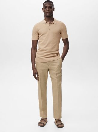 Mango Polo maille fine coton beige - Homme - XXL - MANGO MAN