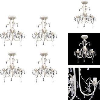 vidaXL Kronleuchter - Living Kristall-Deckenleuchte Kronleuchter 4 Stk. Elegantes Weiß - Weiß