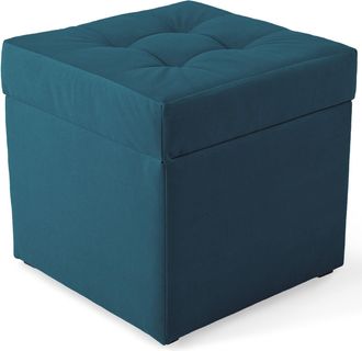 MG Design Polsterhocker 45 x 45 cm Blau mit Stauraum (ca. 50 L), bis 300 kg belastbar, ohne Montage & leicht zu reinigen, angenehm matt mit feiner Struktur - f&uuml;