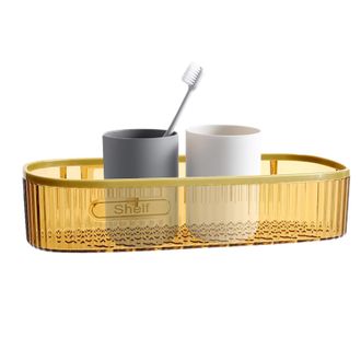 Generico Dreieckiges Regal f&uuml;r Badezimmer, Eckwandregal, rechteckig, selbstklebend, ohne Bohren, mit hohler Basis, f&uuml;r Badezimmer