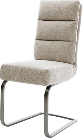 DELIFE Schwingstuhl Pela-Flex Freischwinger flach Graphit Webstoff Soft Beige Taschenfederkern