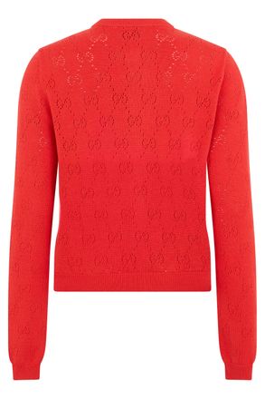 Gucci Womens Cardigan Monogram Cotton Red Cardigans Sweater