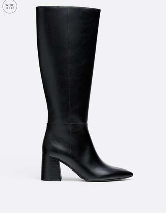 Stradivarius large fit. bottes hautes &agrave; talons marron en noir