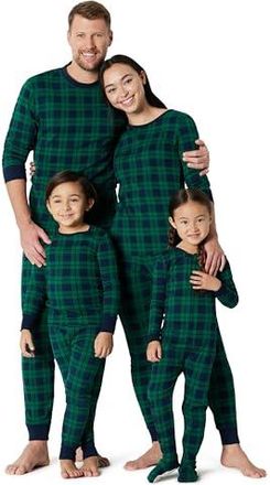 Amazon Essentials Ensembles de Pyjamas de Noël Assortis pour la Famille Femme, Vert Émeraude Foncé Bleu Marine Écossais, XXL