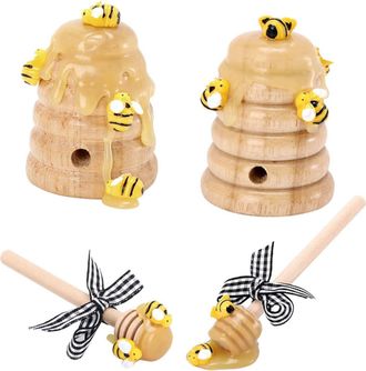 Pretyzoom Bienenstock Dekoration Holz mit Bienenstab Deko Etagere Zubeh&ouml;r f&uuml;r Bienenfest Balkon und Gartendekor H&auml;ngendes Ornament