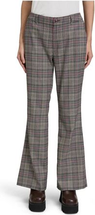 Cartoon Karierte Ausgestellte Hose - - Trousers - Damen - Grau - 2XL