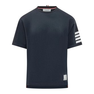 Thom Browne Homme, Tops, Bleu, Taille: M T-shirt ras du cou en coton