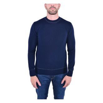 Eleventy Gestrickter Woll-Rundhalspullover - - Knitwear - Herren - Blau - 2XL
