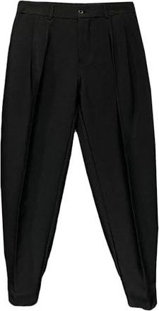 Generic Pantalon habill&eacute; l&eacute;ger de couleur unie pour homme, pantalon de costume d&eacute;contract&eacute; &agrave; revers &agrave; la cheville, pantalon de travail d&eacute;t&eacute;, Noir 6, 42