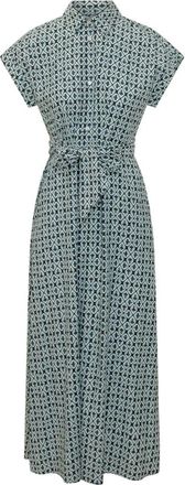 Woolrich Femme, Robes, Bleu, Taille: 42 FR Robe-chemise Imprim&eacute;e Ceintur&eacute;e