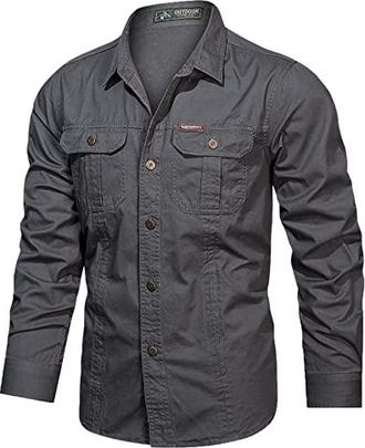 Generic Chemise de travail boutonn&eacute;e pour homme, couleur unie, chemise d&eacute;contract&eacute;e au quotidien, chemise confortable, coupe r&eacute;guli&egrave;re, haut polyvalent &agrave; manc