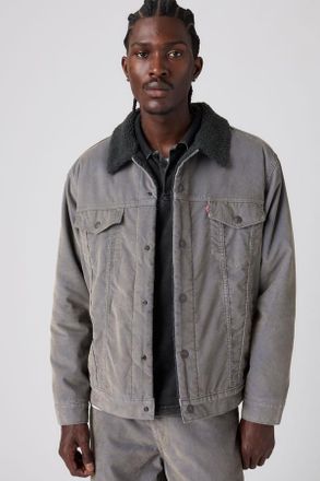 Levi's Relaxed Sherpa Corduroy Trucker Jacket - Homme - Bleu / Worn-in Cord Dusk Khaki - 2XL