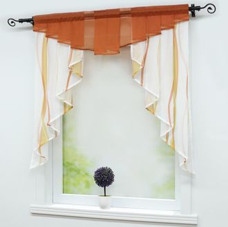 Joyswahl Kleinfenster Voile Fenstergardinen mit Tunnelzug Marie Scheibengardinen BxH 140x145cm Orange 1er Pack