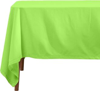 Homescapes Grüne Tischdecke mit Hohlsaum aus 100% Baumwolle 137x228 cm, Tischtuch rechteckig, waschbar & pflegeleicht, Tischdecke Limette