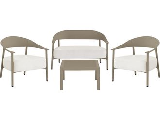 Habitat et Jardin Set Di Mobili Da Giardino In Metallo E Plastica c&eacute;ora - 4 Posti - Taupe