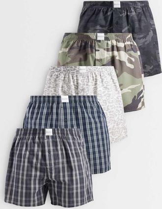 Hollister lot de 5 cale&ccedil;ons tiss&eacute;s &agrave; carreaux et imprim&eacute; camouflage-Multi