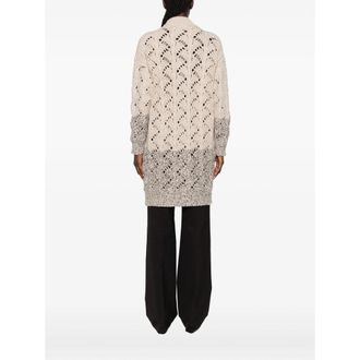 Fabiana Filippi Lace-Knit Virgin Wool Blend Cardigan - Beige