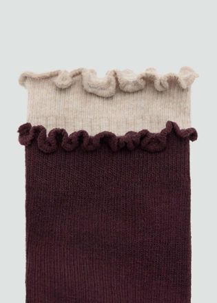 Mango Lot 2 paires de chaussettes c&ocirc;tel&eacute;es coton bordeaux - Femme - Taille unique - MANGO
