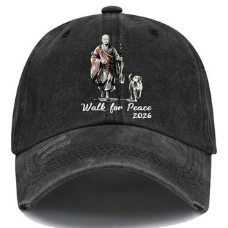 Generic Casquette de marche de la paix, casquette de baseball r&eacute;tro pour homme et femme, Noir, Taille unique