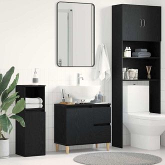 vidaXL Cabinet de salle de bain avec tiroir Ch&ecirc;ne noir 65 x 33 x 60 cm vidaXL
