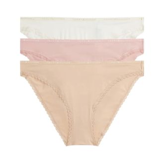 Tommy Hilfiger Femme, Sous-v&ecirc;tements, Multicolore, Taille: 40 FR Lot de 3 culottes bikini en dentelle