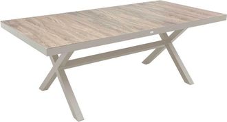 Oviala Table de jardin L201 cm aluminium et c&eacute;ramique 8 personnes cr&egrave;me - Tivoli