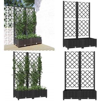 vidaXL Vidaxl - Jardini&egrave;re avec treillis Noir 80x40x121,5 cm pp - Jardinierre - Pot De Fleurs - Plante Grimpante - Support V&eacute;g&eacute;tal - D&eacute;coration Ext&eacute;rieur