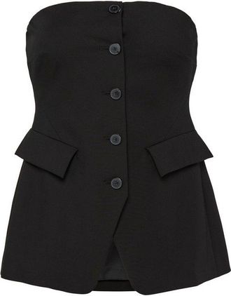 Comma Blusentop Bluse Korsage mit Pattentaschen und Knopfleiste