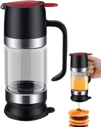 Generic Distributeur de miel en verre de 9 oz - R&eacute;cipient de miel et de sirop de type poussoir | Pot de miel transparent, bouteilles de miel en verre durable 