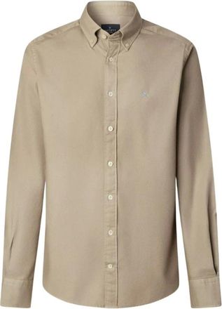 Hackett Homme, Chemises, Beige, Taille: L Chemise Oxford Coupe Ajust&eacute;e Teinte en Pi&egrave;ce