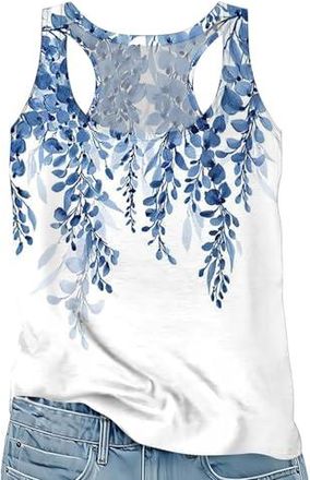 Generic Debardeur Femme Chic et &eacute;l&eacute;gant Imprim&eacute; Chemisier sans Manche Imprim&eacute; D&eacute;bardeur Crop Top Ete Haut Sexy Chic et Elegant Fluide Ample Caraco Vetement Fe