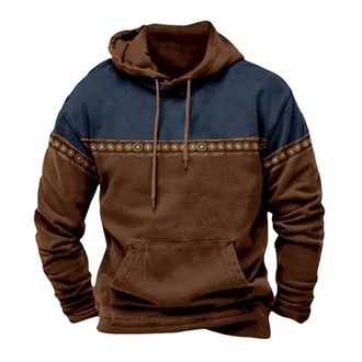 Generic Sweats à capuche pour homme - Imprimé boeuf - Sweatshirt décontracté à manches longues - Pull de travail ample - Couleur unie - Chaud - Cordon de serr