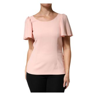 Dolce & Gabbana Kurz&auml;rmelige Bluse mit Rundhalsausschnitt - - Blouses & Shirts - Damen - Rosa - L