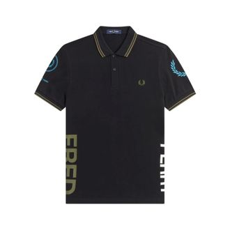 Fred Perry Homme, Tops, Noir, Taille: L Tee-shirt Noir à Motif Marqué