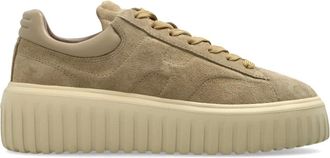 Hogan Femme, Chaussures, Beige, Taille: 39 1/2 EU Baskets en Daim H-Stripes
