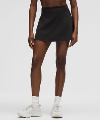 lululemon Tennisrock mit hohem Bund und Muschelsaum f&uuml;r Frauen - Gr&ouml;&szlig;e 2XS in Black