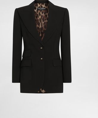 Dolce & Gabbana Einreihiger Blazer Turlington Mit Leopardenprint-futter - Frau Blazer Schwarz 42