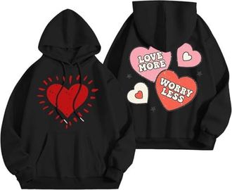 Generic Sweat &agrave; capuche imprim&eacute; tendance pour la Saint-Valentin 2026, Noir, XXL