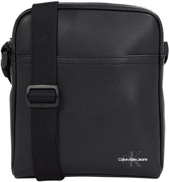 Calvin Klein Sac à Bandoulière Homme Mono Logo Reporter avec Fermeture Éclair, Noir (Black), Taille Unique