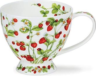 Dunoon Tasse Skye en porcelaine anglaise - Fraises, 0,45 l, moderne, floral, brillant, r&eacute;utilisable, passe au lave-vaisselle