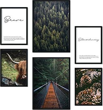 Nacnic Ensemble de 6 posters dart Hiver in USA - Posters d&eacute;coratifs style moderne - Poster photo for&ecirc;t, nature - A3 et A4. Non encadr&eacute;