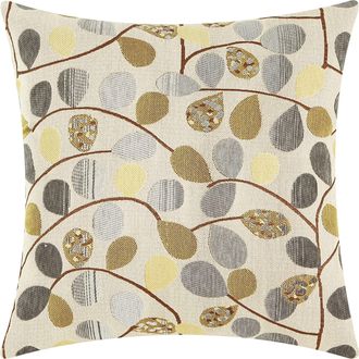 CaliTime Kissenbezüge Kissenhülle Überwurf Kissenbezug Schale für Couch Sofa Heimdekoration Luxus Chenille Niedliche Blätter Beide Seiten 50cmx50cm Ecru Grau