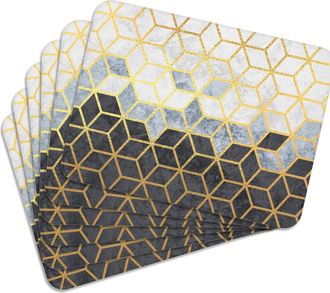 MG Design Set aus 6 Kork-Platzsets - Marble Gold 1 - 30 x 40 cm - hitzebest&auml;ndig & abwischbar, mit Korkr&uuml;ckseite