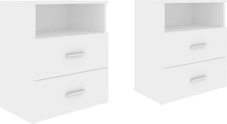 Generic vidaXL 2X Nachttisch mit 2 Schubladen 1 Ablagefl&auml;che Nachtschrank Nachtkonsole Nachtkommode Schlafzimmer Schrank Kommode Wei&szlig; 50x32x60cm