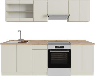 Vicco K&uuml;chenzeile R-Line, Beige, 240 cm, AP Eiche